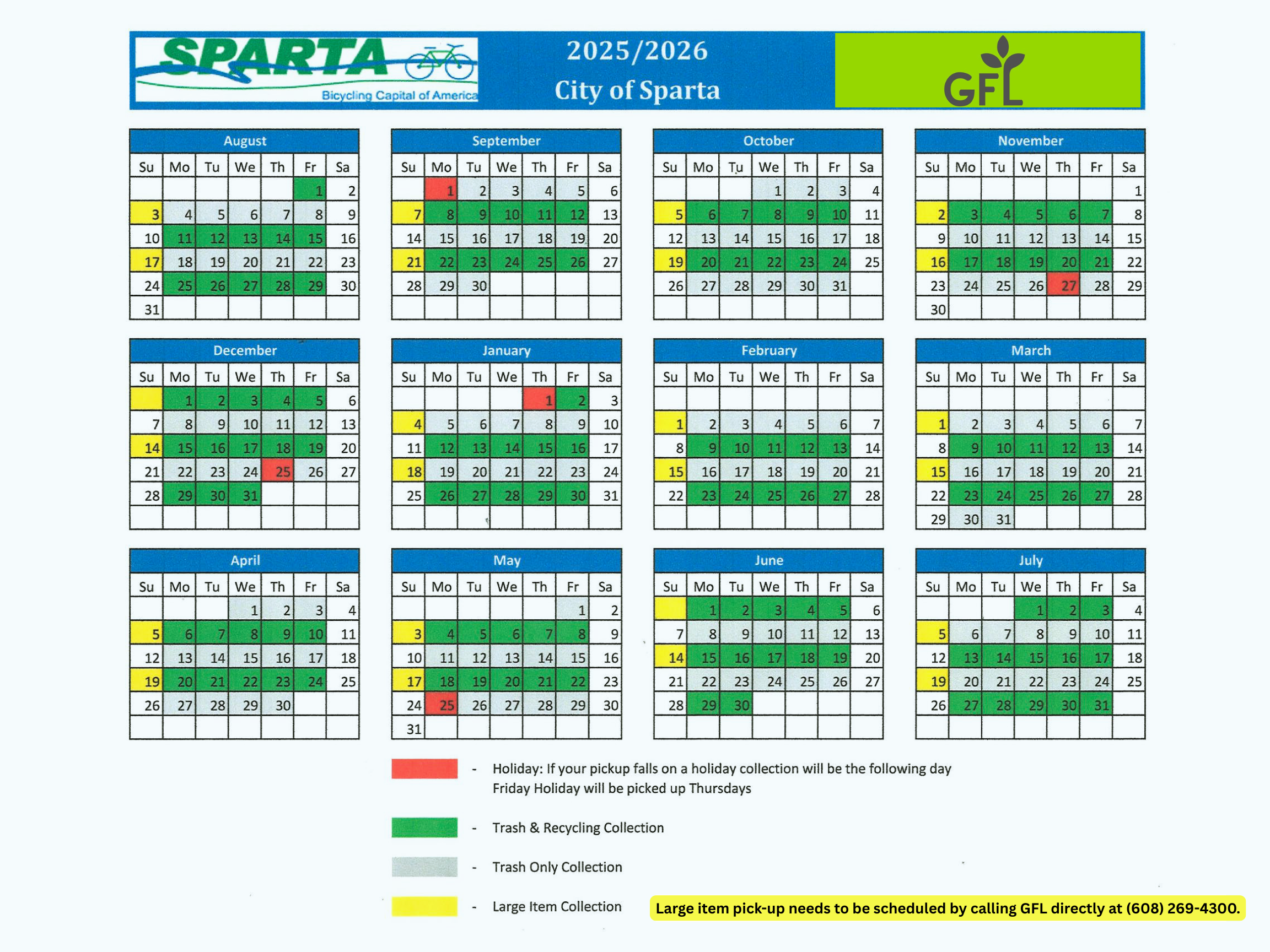 Garbage Collection Information | Sparta WI